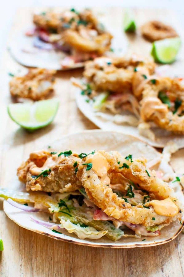 Crispy Calamari Tacos | My Sugar Free Kitchen