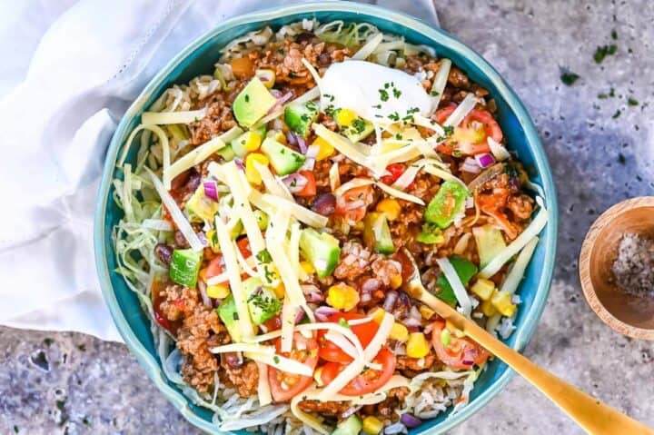 Healthy Burrito Bowl Recipe with Beef | My Sugar Free Kitchen