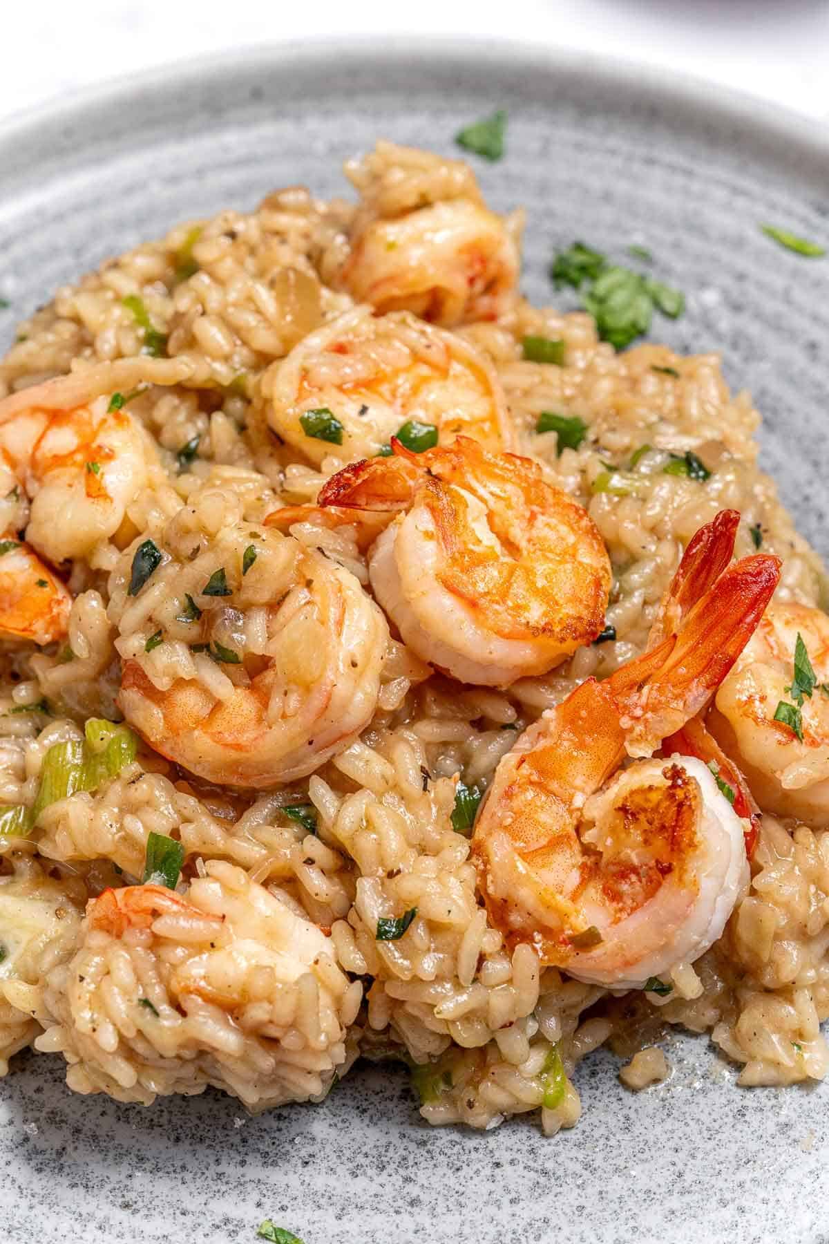 Creamy Garlic Prawn Risotto (Low Calorie!)