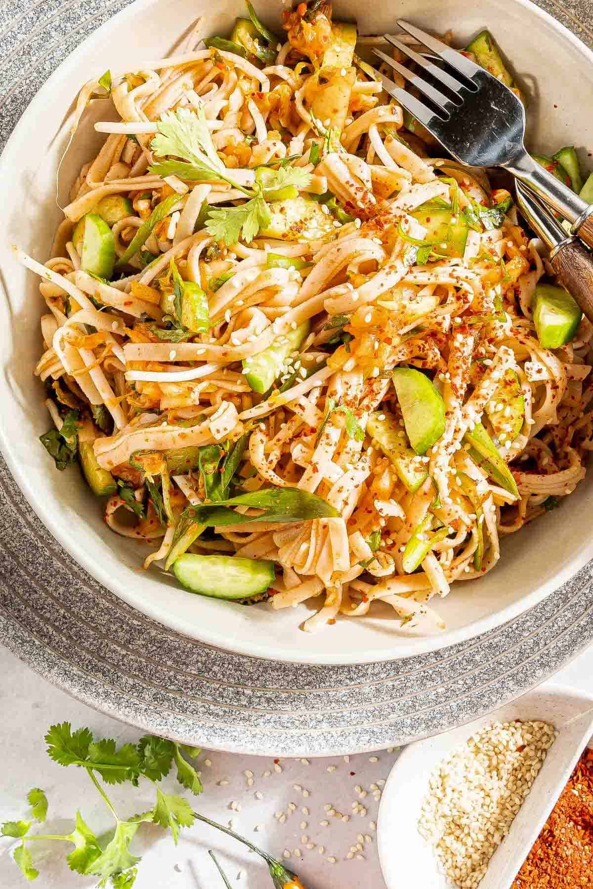 Kimchi Cold Sesame Noodle Salad